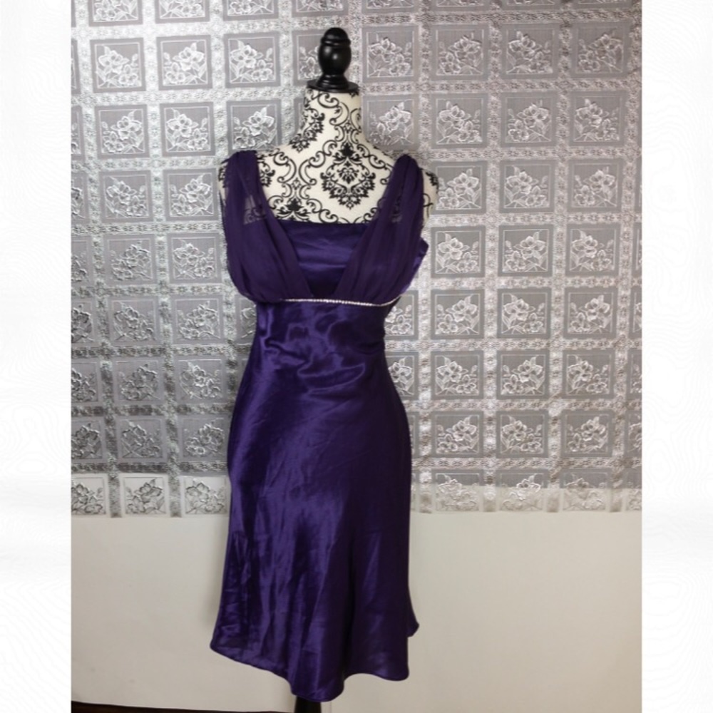 Pacificplex Satin Crystals Chiffon Prom Dress - Gem